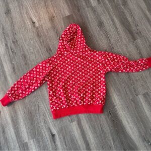 Louis Vuitton | Sweaters | Louis Vuitton X Supreme Red Monogram Hoodie ...